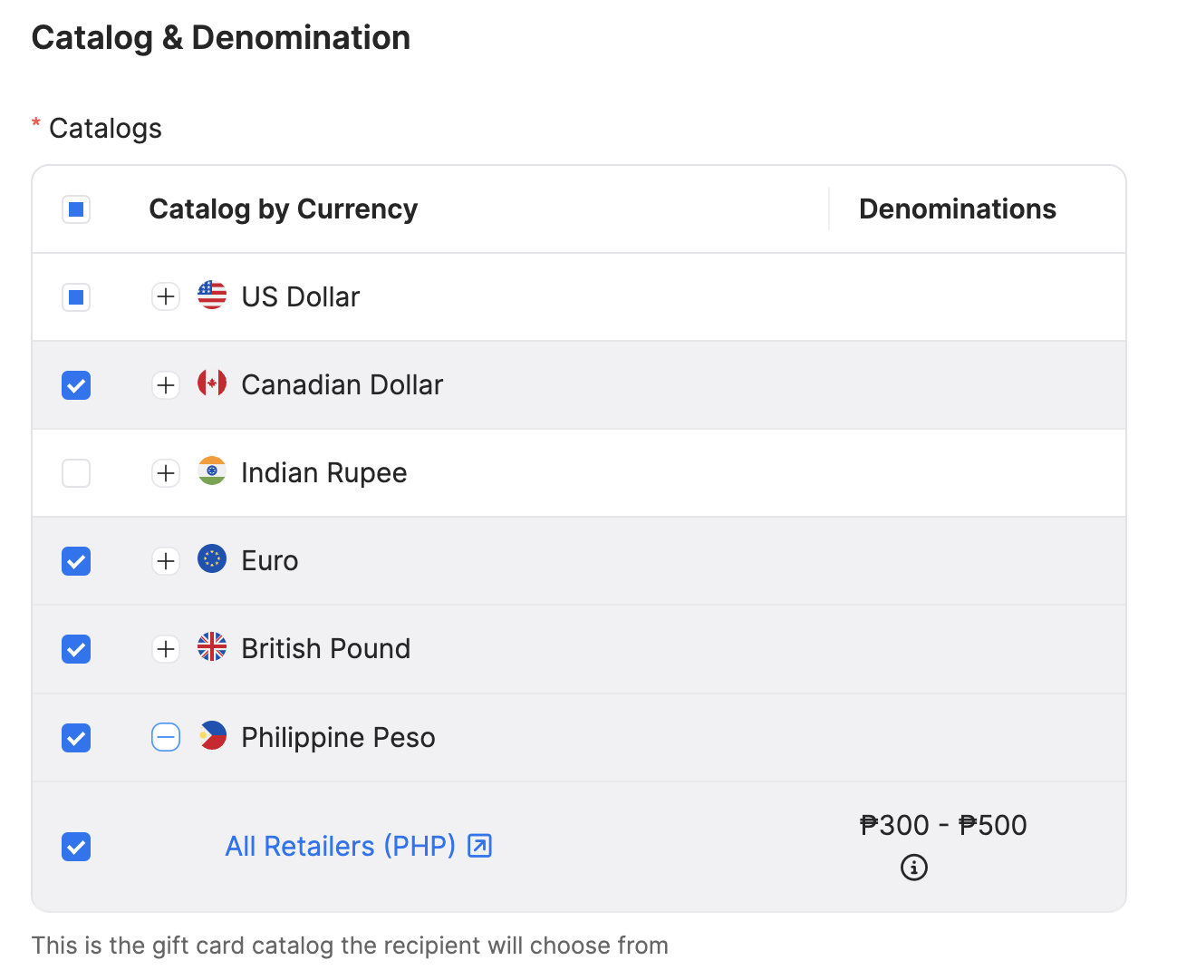 Send gift cards to recipients in the Philippines and Mexico